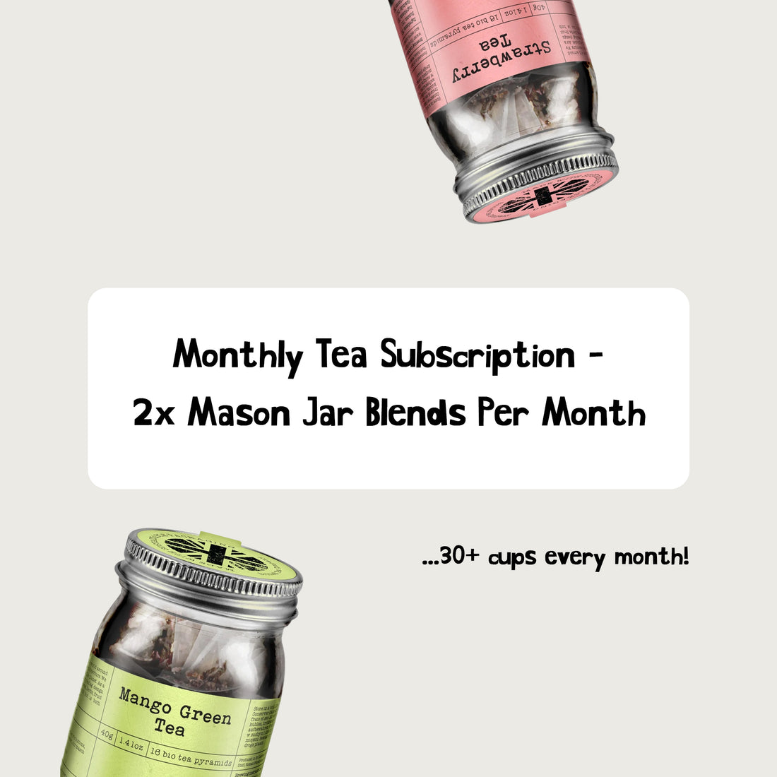 Monthly Tea Subscription - 2 Mason Jar Blends, 30+ Cups a Month ...
